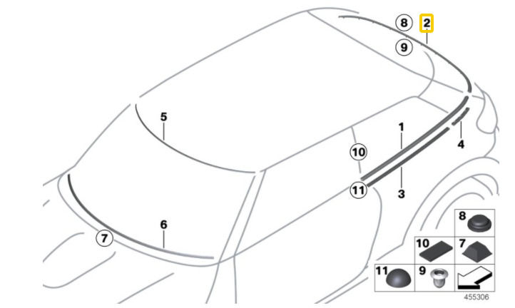 NEW GENUINE MINI R61 PACEMAN REAR TRIM STRIP MOULDING 51139810483 in ...
