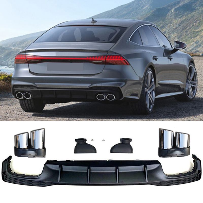 S7 Look Rear Bumper Diffuser With Exhaust Tips For Audi A7 4K 18-22 in ...