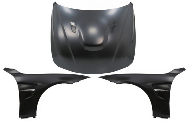 Hood Bonnet with Front Fenders Black and Chrome suitable for BMW 4 ...
