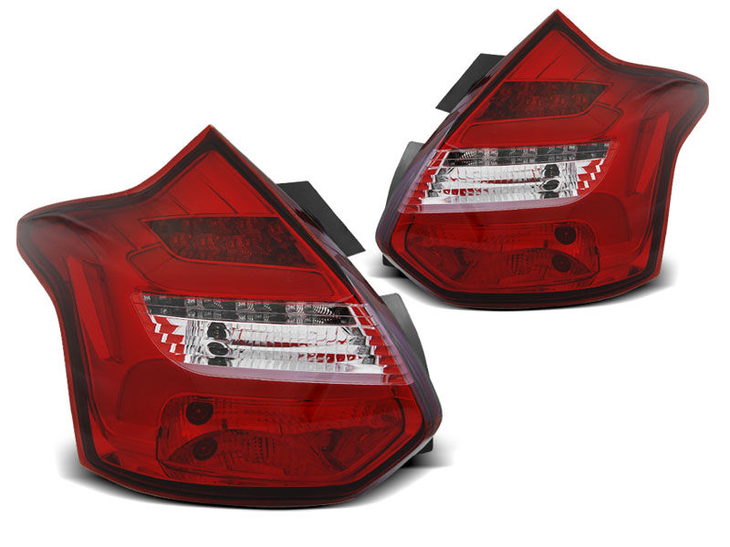 RED WHITE LED BAR SEQ IND TAILLIGHTS FOR FORD FOCUS 3 11-14 HATCHBACK ...