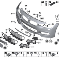 Bumper lower center grill with ACC+ Stop&Go function for BMW 3 series ...