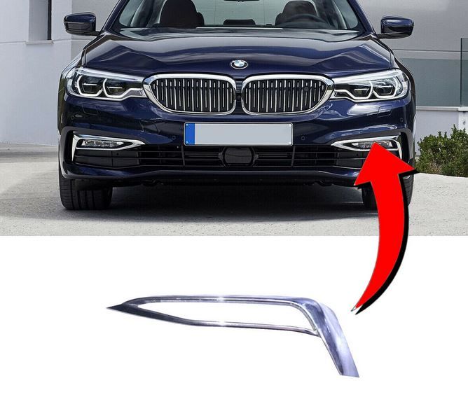 NEW GENUINE BMW 5 SERIES G30 G31 FRONT BUMPER LUXURY LINE CHROME TRIM ...