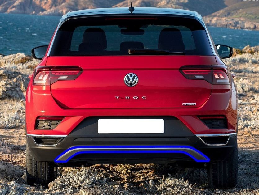 NEW GENUINE VW T-ROC 17- REAR BUMPER LOWER TRIM KATANA SILVER ...