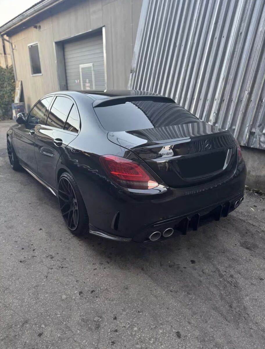 Rear Bumper diffuser addon with ribs / fins For W205 AMG C43 Facelift ...