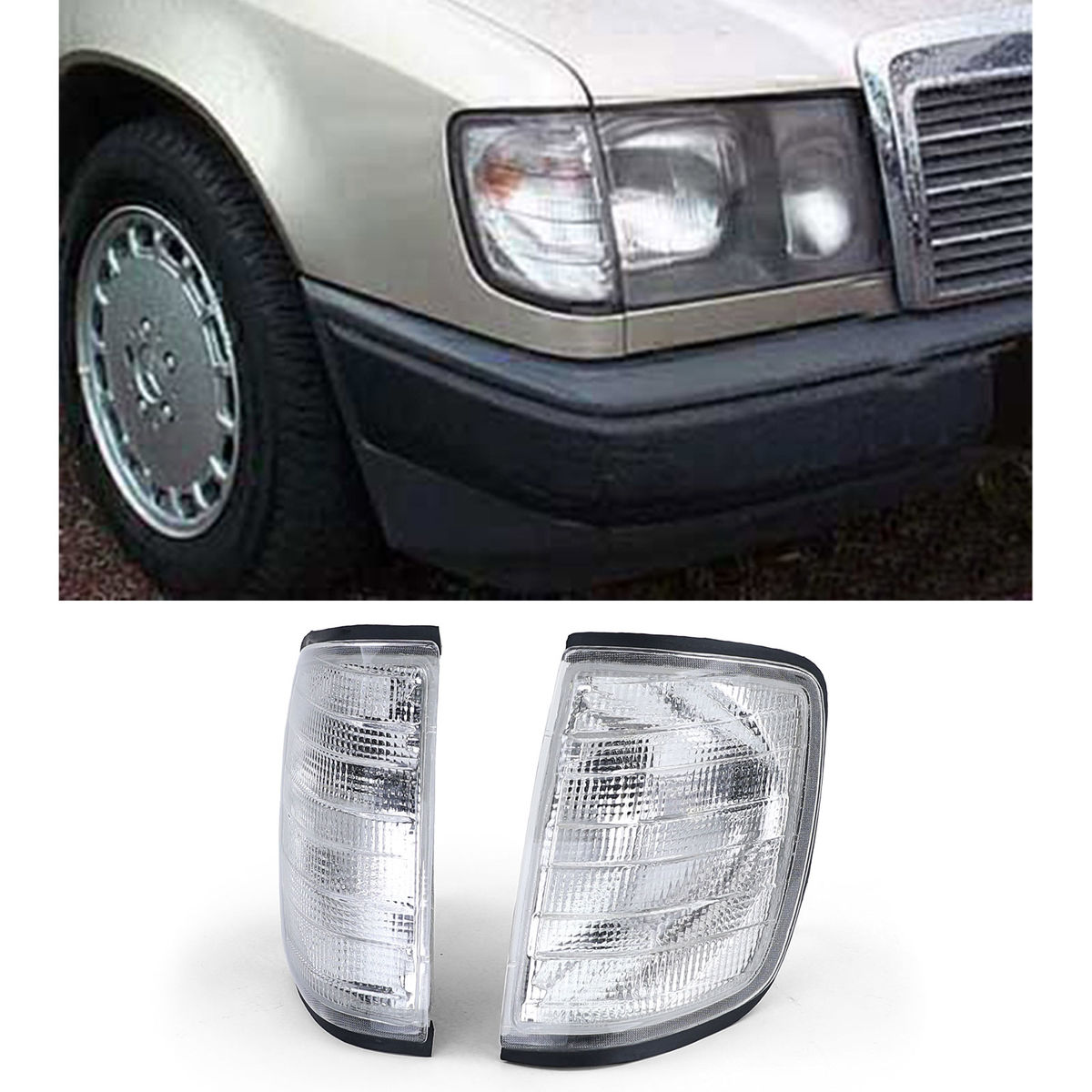 White OE Look Front Turnsignals/ corner lights For Mercedes W124 84-96 ...