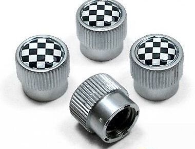 NEW GENUINE MINI CHECKERED FLAG VALVE LOGO STEM CAPS SET FITS FOR ALL ...