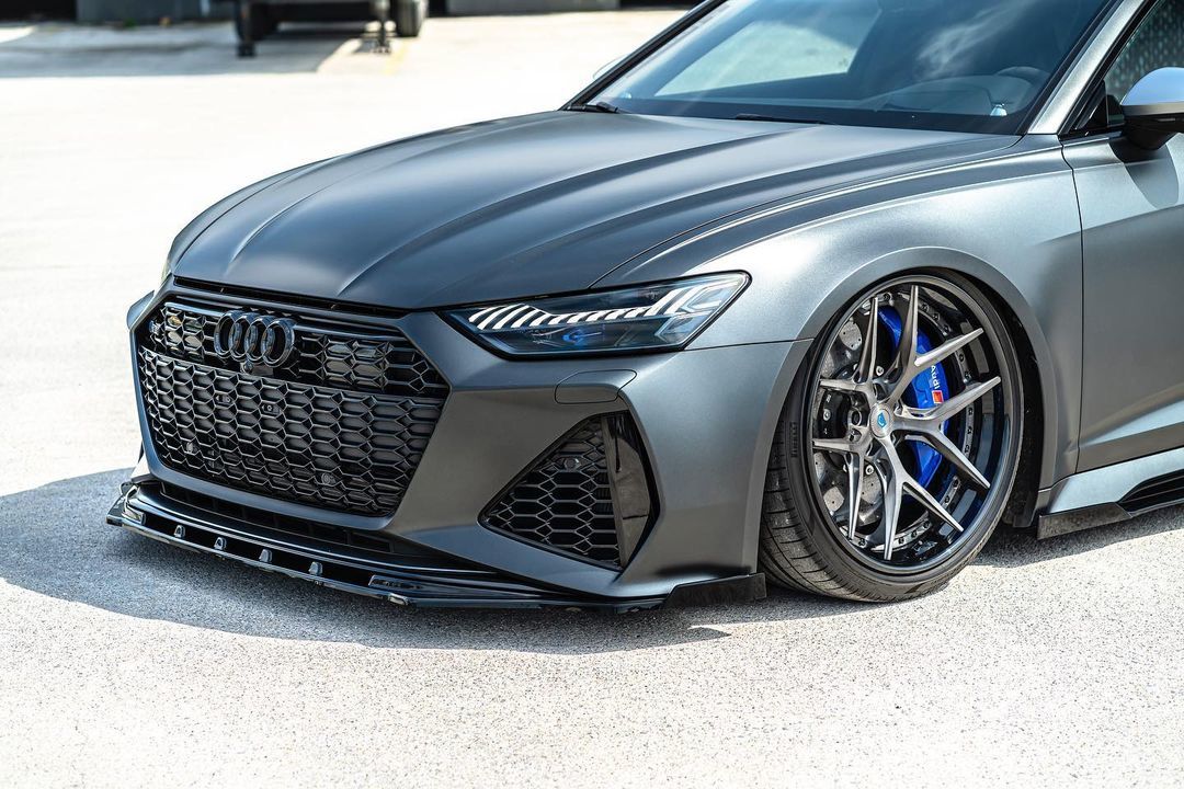 Black Gloss Front Bumper spoiler / skirt / valance with Wing For Audi ...