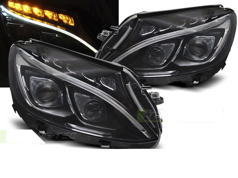 HEADLIGHTS TRUE DRL BLACK fits MERCEDES W205 14-18 in Headlights - buy ...