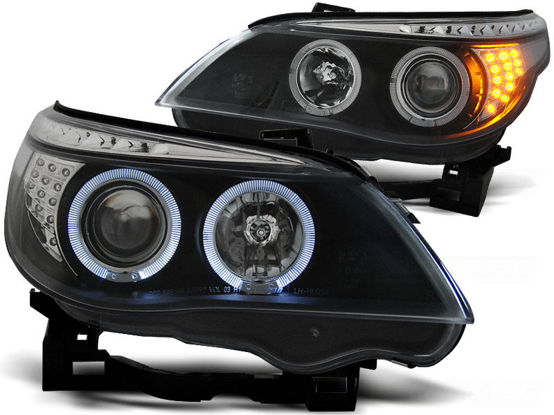 BLACK ANGEL EYES LED HEADLIGHTS FOR BMW E60/E61 03-07 in Фары - buy ...