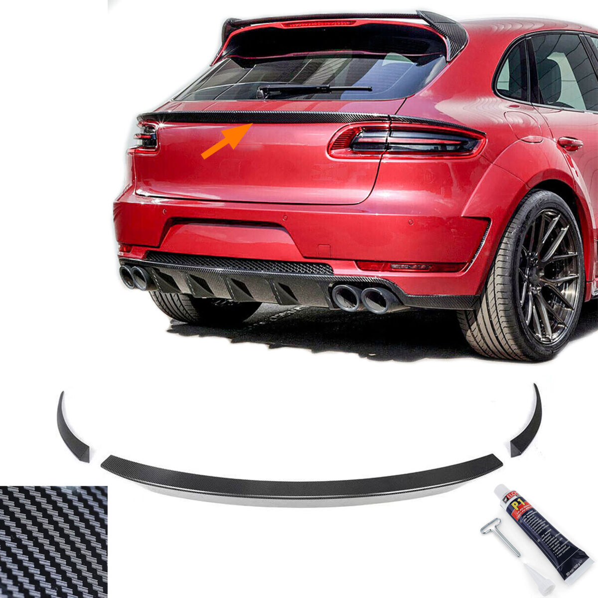 Carbon rear trunk spoiler Performance for Porsche Macan 2014-2018 in ...