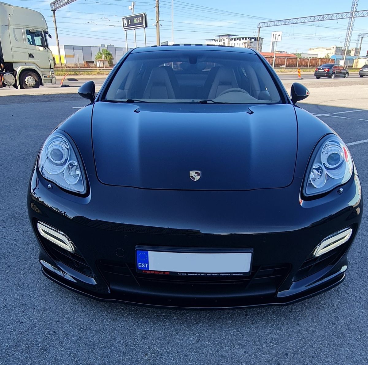 Black Gloss Front Bumper spoiler / skirt / valance For Porsche Panamera ...