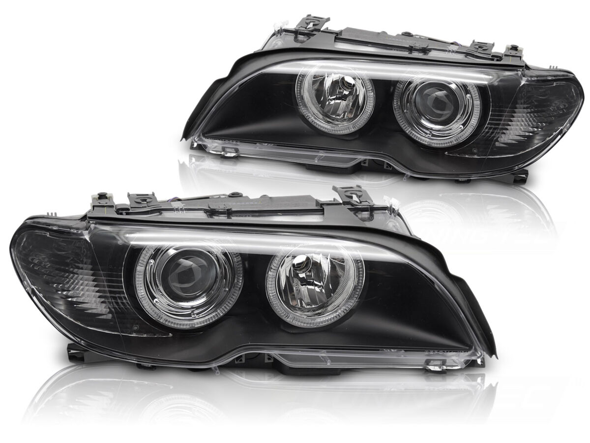 XENON HEADLIGHTS ANGEL EYES BLACK fits BMW E46 03-06 COUPE CABRIO in Headlights - buy best ...