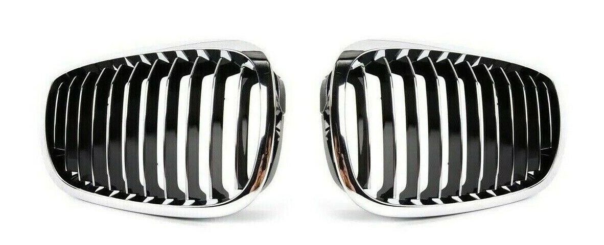 NEW GENUINE BMW 3 SERIES E46 FRONT BUMPER KIDNEY GRILLE CHROME PAIR SET ...