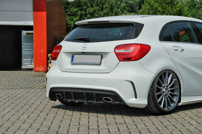 Performance Rear Bumper diffuser addon with ribs fins For Mercedes A ...