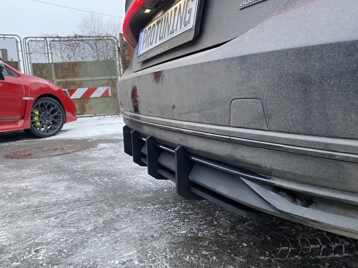 Rear Bumper diffuser addon with ribs / fins For SE Audi A7 4K for ...