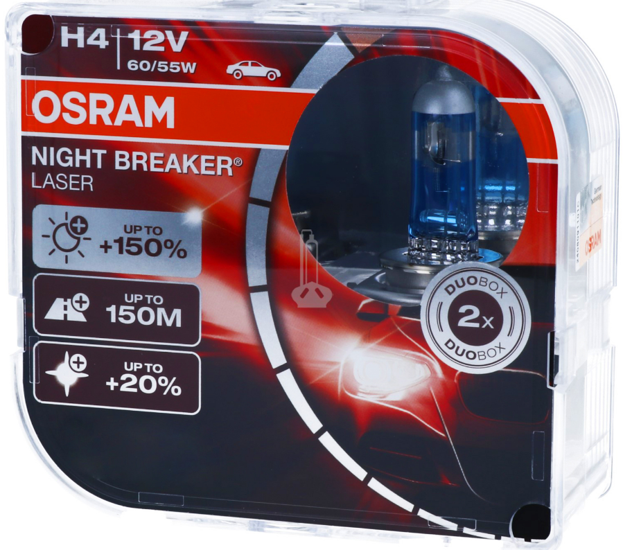 OSRAM Night Breaker LASER Next Generation H4 60/55W +150% Xenon White ...