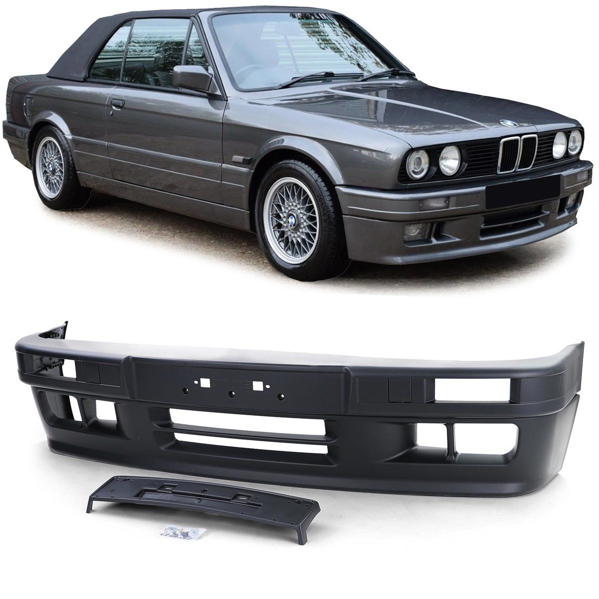 BMW E30 83 91 Front Bumper with skirt M Technic II ABS Plastic in Bumper buy best tuning parts in ProTuning store