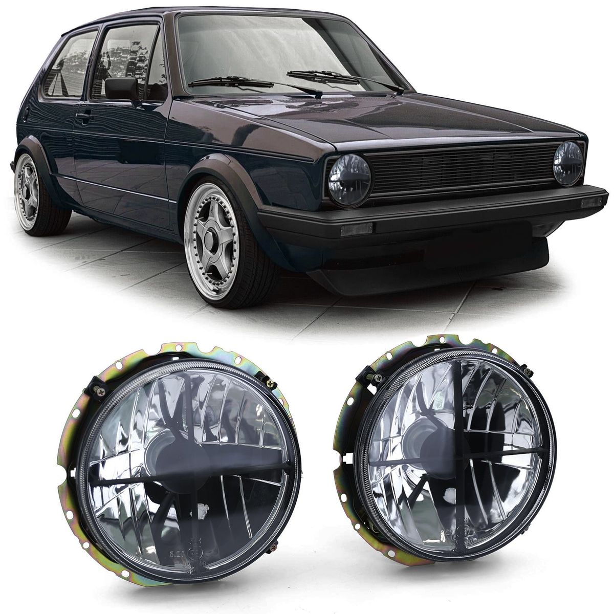 Black Smoked Chrome Headlights with Cross For VW Golf I MK1 74-83 in ...