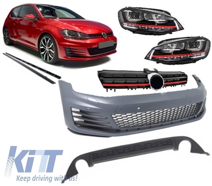 Body Kit GTI Look With Front Grille and Headlights LED DRL for VW Golf ...