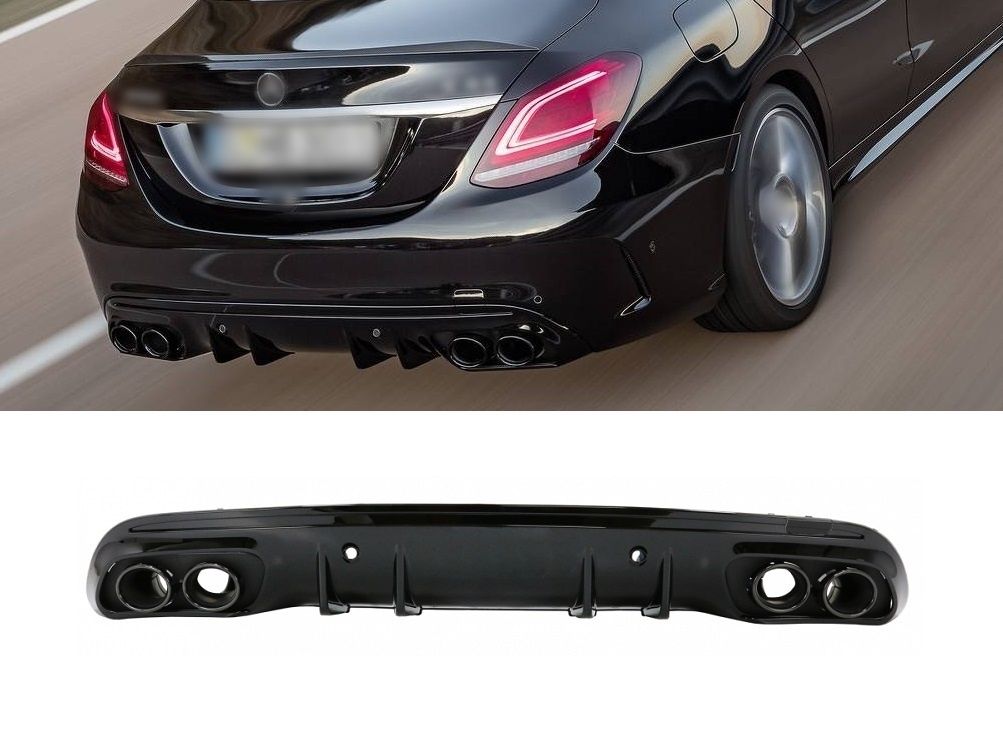 C43 Night Package ANG Facelift Look Rear bumper diffuser For Mercedes ...