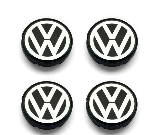 NEW GENUINE VOLKSWAGEN 55MM ALLOY WHEEL CHROME CENTRE HUBCAP 4PCS ...