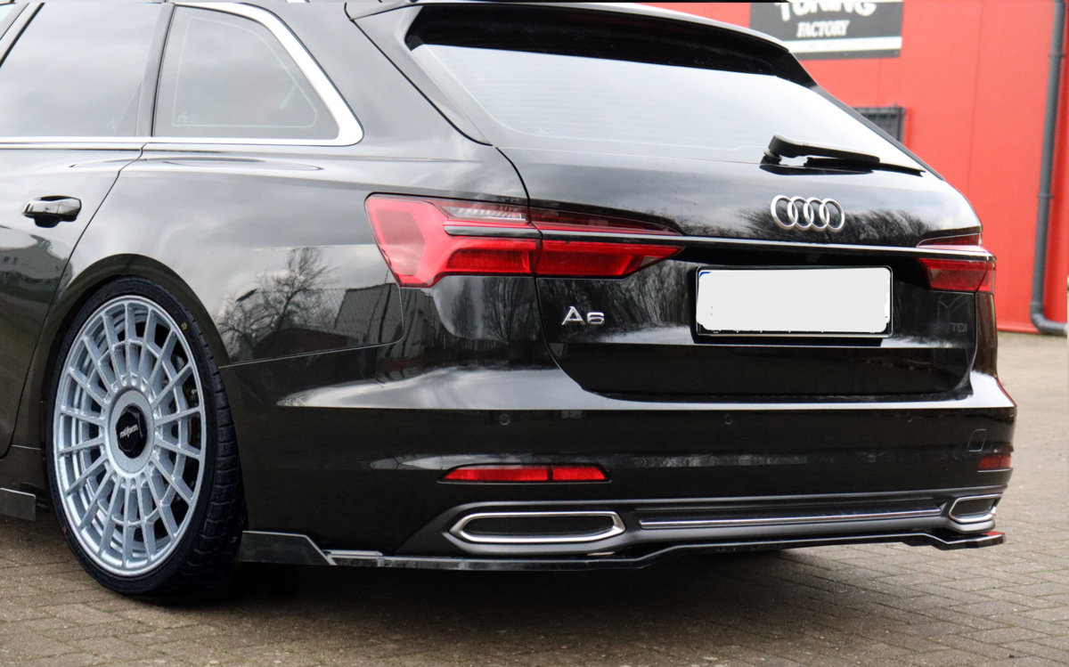 Black GLOSS Rear Bumper Spoiler with Wings for Audi A6 C8 F2 2019-2023 in Diffusers / Skirts ...