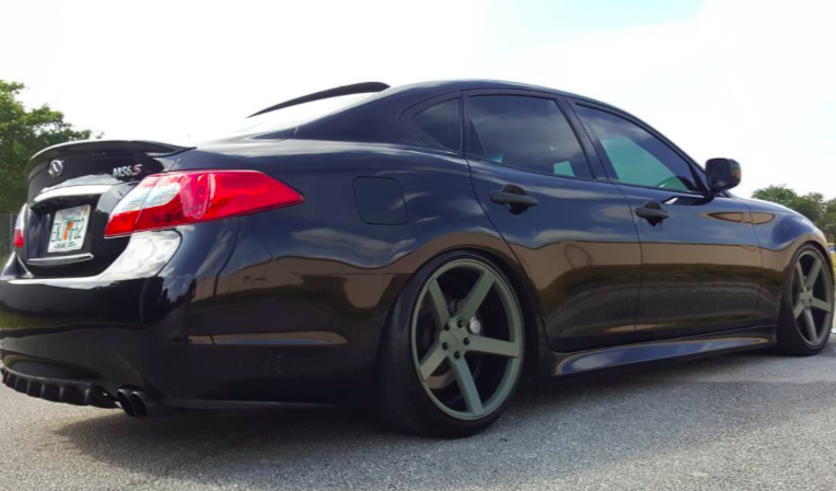 Infiniti M56 Rear bumper skirt / lower diffuser with fins / ribs SHARK ...