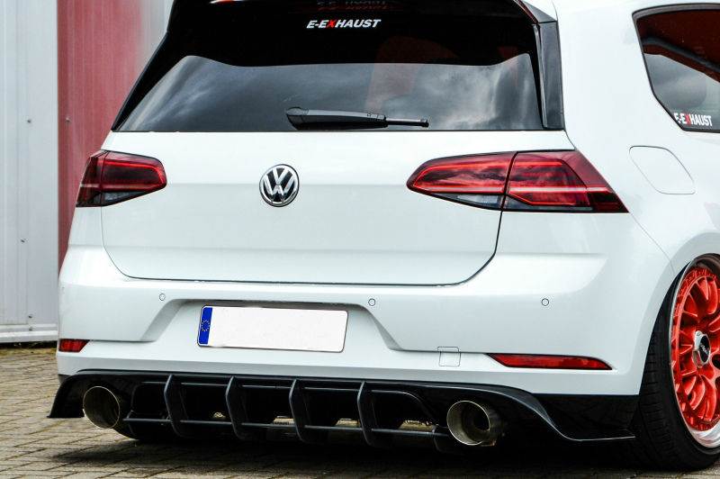 Performance Rear Bumper diffuser addon with ribs / fins For VW Golf 7 ...