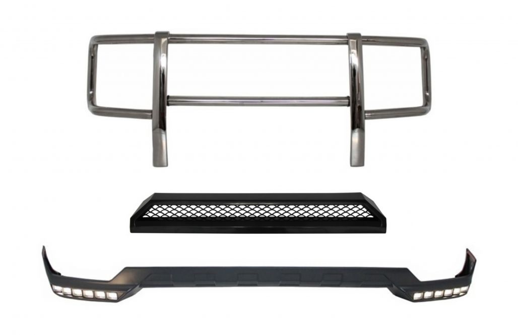 Front BullBar with Upper Spoiler Lip and LED DRL Extension G63 G65 ...