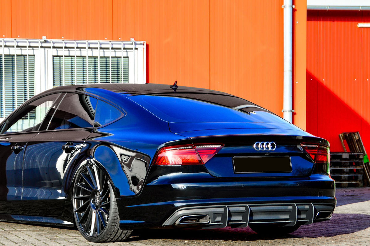 Performance Rear Bumper diffuser addon with ribs / fins For Audi A7 C7 ...