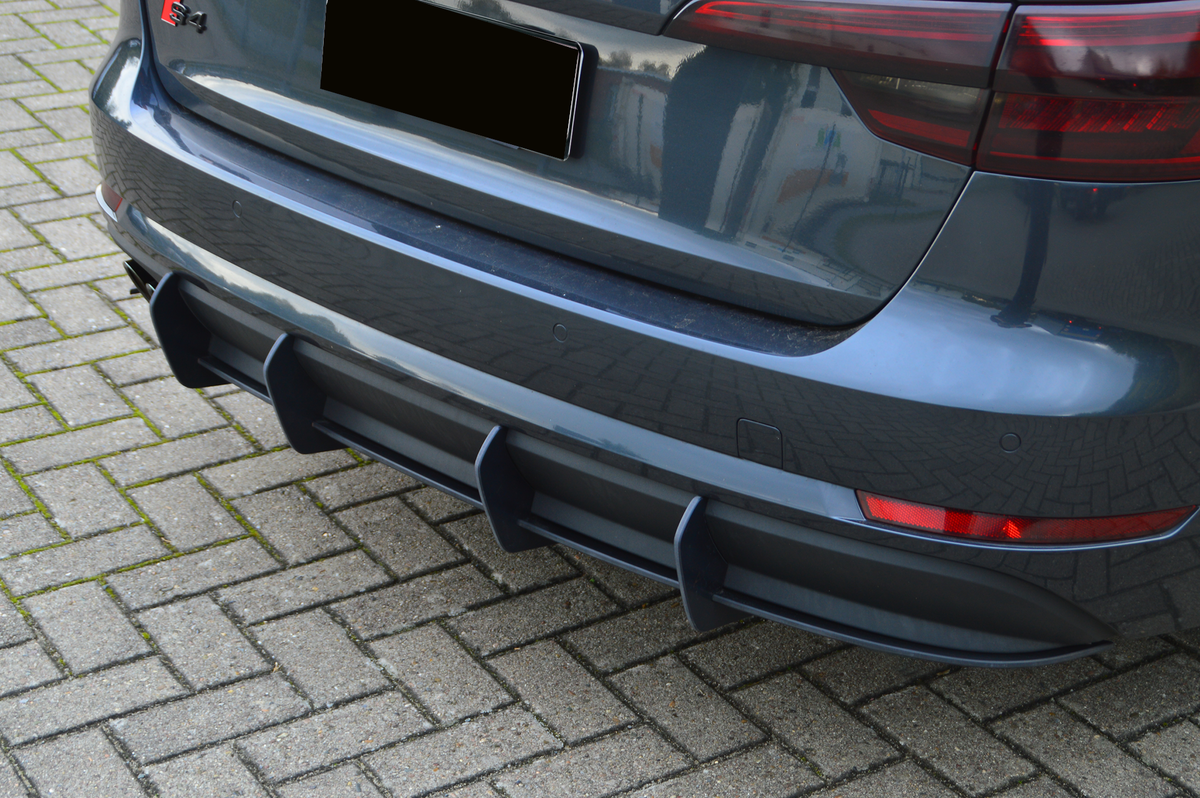 Performance Rear Bumper diffuser addon with ribs / fins For Audi A4 B9 ...