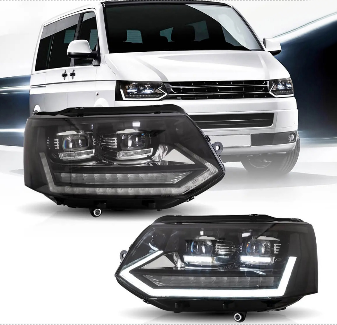 FULL LED Black Headlights DRL T6 Look For VW T5 Facelift 10-15 LHD in ...