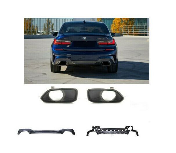 NEW GENUINE BMW 3 G20 M340I REAR TRIM DIFFUSER WITH BRACKET AND BLACK ...