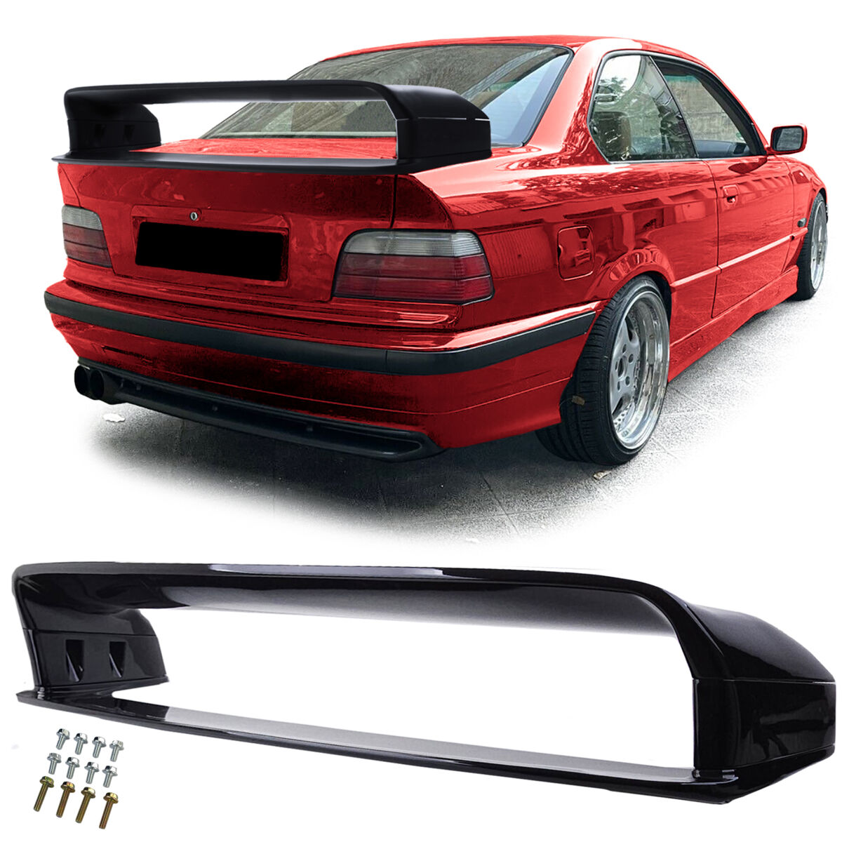 LTW GT Black Gloss Big High Kick Rear trunk Spoiler wing for BMW E36 91 ...