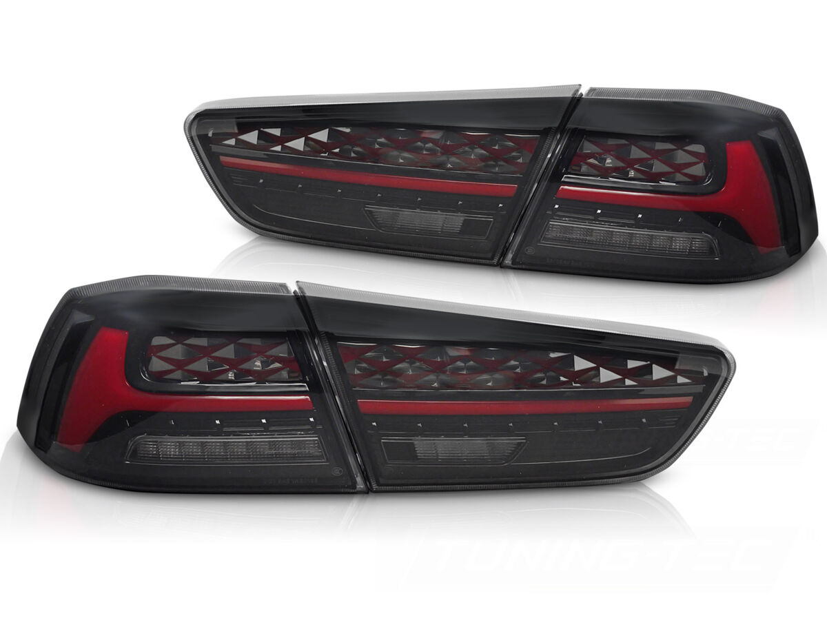 LED TAIL LIGHTS BLACK RED fits MITSUBISHI LANCER/ LANCER EVOLUTION 08 ...