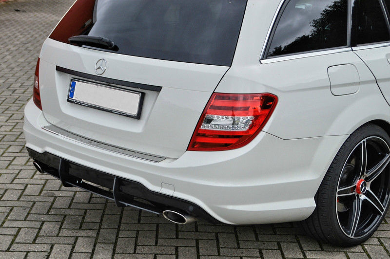 Performance Rear Bumper diffuser addon with ribs fins For Mercedes C ...