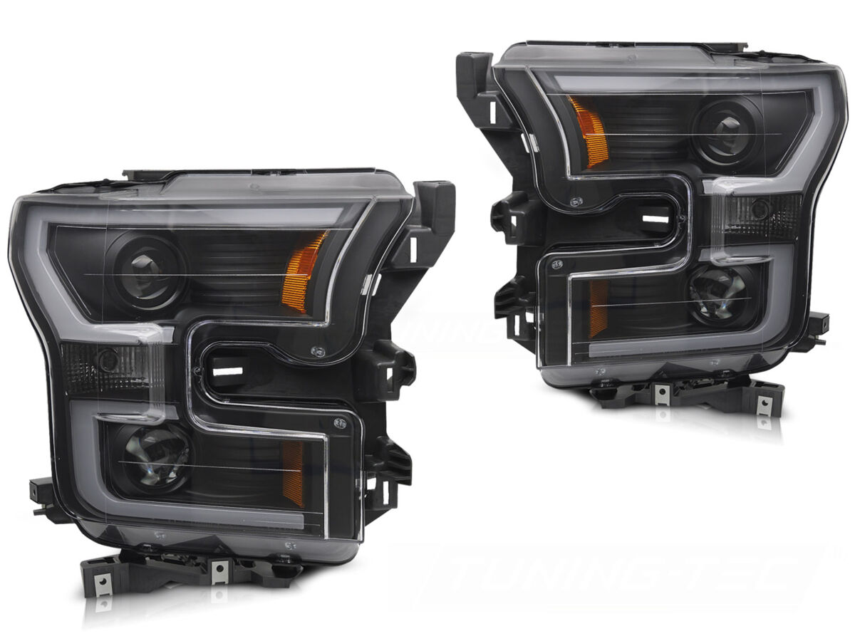 HEADLIGHTS LED TUBE LIGHT DOUBLE BLACK fits FORD F150 MK13 14-17 in ...