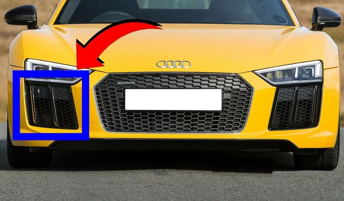 NEW GENUINE AUDI R8 4S FRONT BUMPER RIGHT O/S GRILL FRAME HIGH GLOSS DARK CHROME 4S0807682ARN4 ...