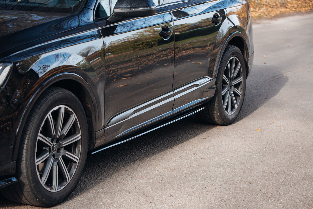 Black Gloss Side skirts diffusers For Audi Q7 4M MK2 in Blades / Addons ...