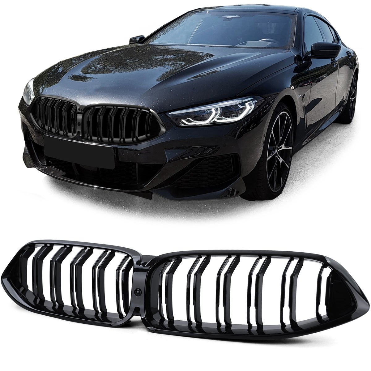 M Look Double Bar Black Gloss Kidney Grills For 8er BMW G14 G15 G16 in ...
