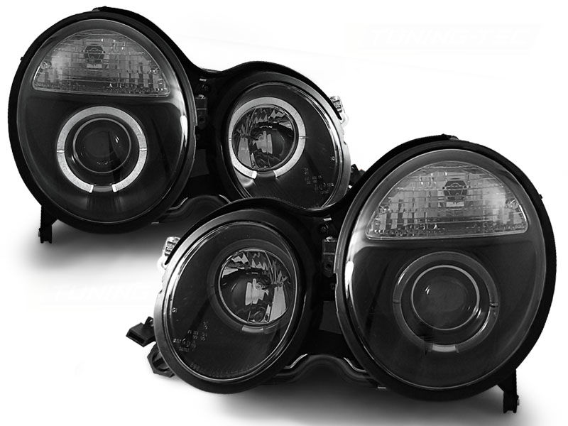 HEADLIGHTS ANGEL EYES BLACK fits MERCEDES W210 E-KLASA 06.99-02 in ...