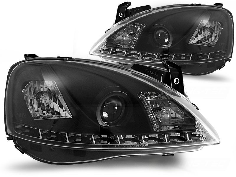 Opel Corsa C 01-06 Black/ LED Daytime running light ( R8 Style) in ...