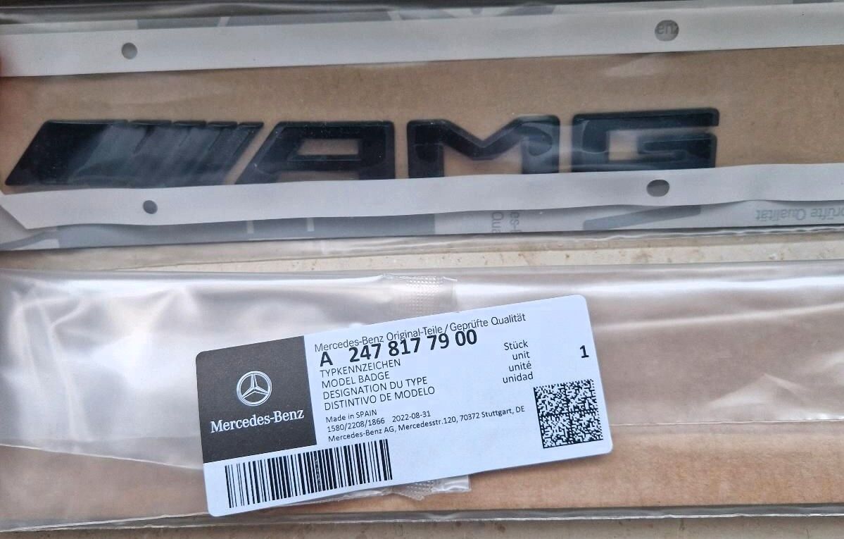 Genuine AMG Night Package Black Gloss Rear trunk lid badge sticker OE ...