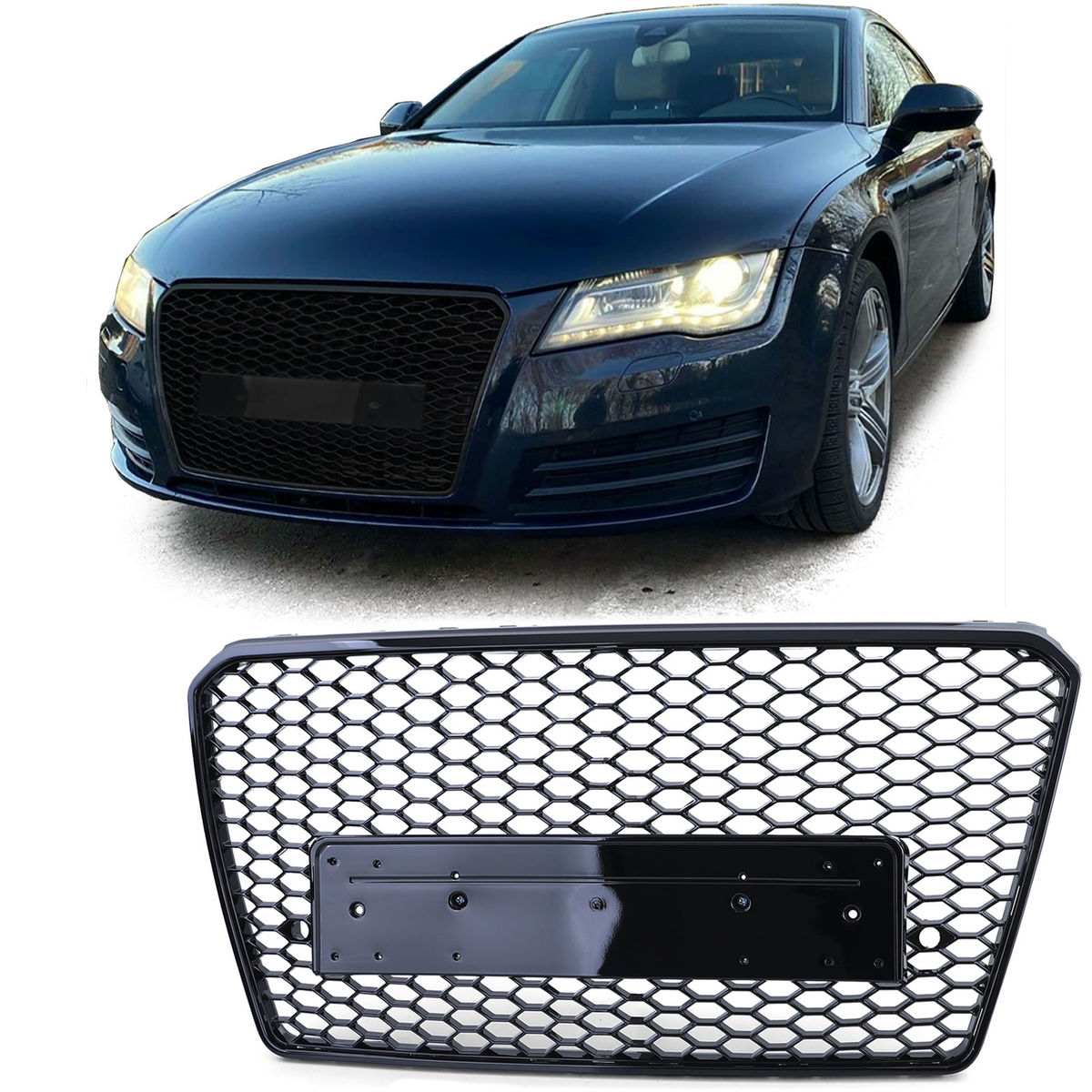 RS7 Honey comb Front Grill for Audi A7 S7 4G8 10-14 BLACK GLOSS in ...