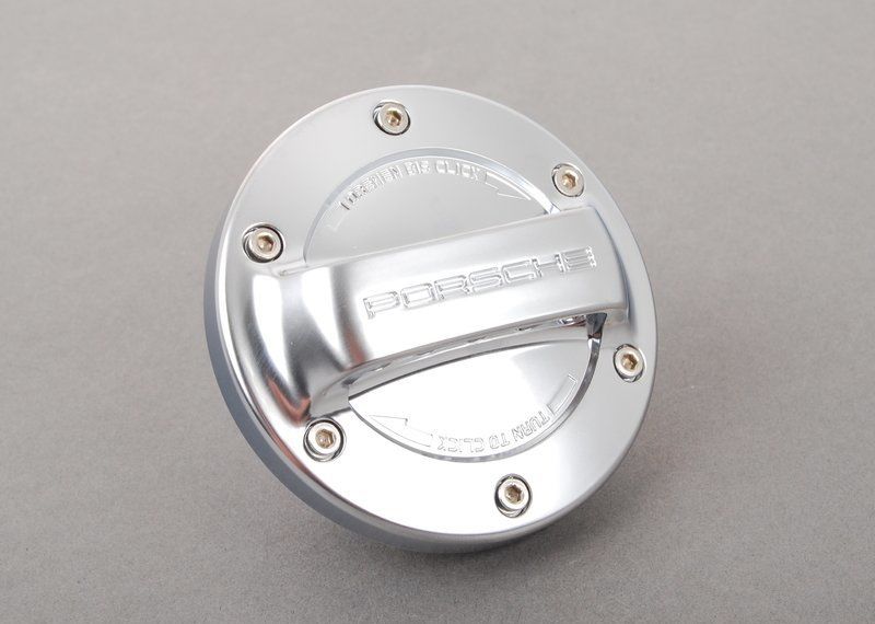 NEW GENUINE PORSCHE ALUMINIUM LOOK FUEL TANK COVER WITH RETAINING STRAP ...