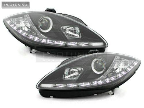 Leon 1P 09+ Black/ LED Daytime running light ( R8 Style) in Headlights ...