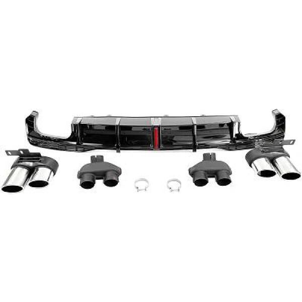 Rear Bumper Diffuser With Exhaust Tips For Audi A7 4K 18-22 Gloss black ...