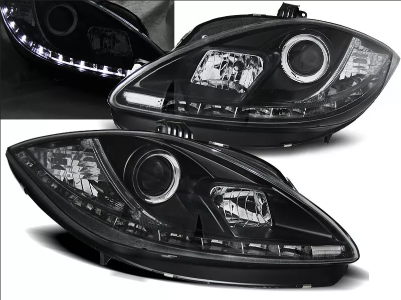 LED R8 Style HEADLIGHTS DAYLIGHT BLACK fits SEAT ALTEA 09-12 in ...