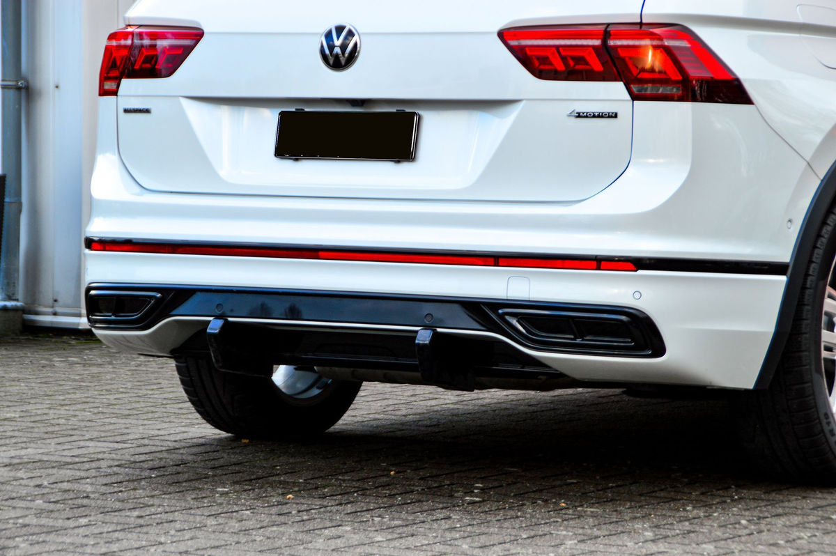 Performance Rear Bumper diffuser addon with ribs / fins For VW Tiguan 2 ...