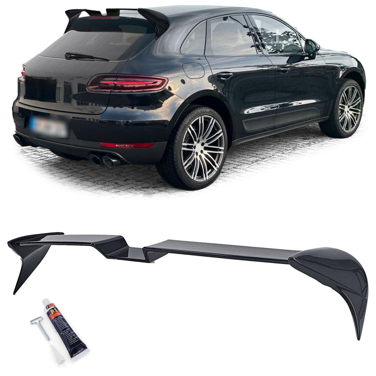 Black gloss rear roof spoiler Performance for Porsche Macan 2014-2018 ...